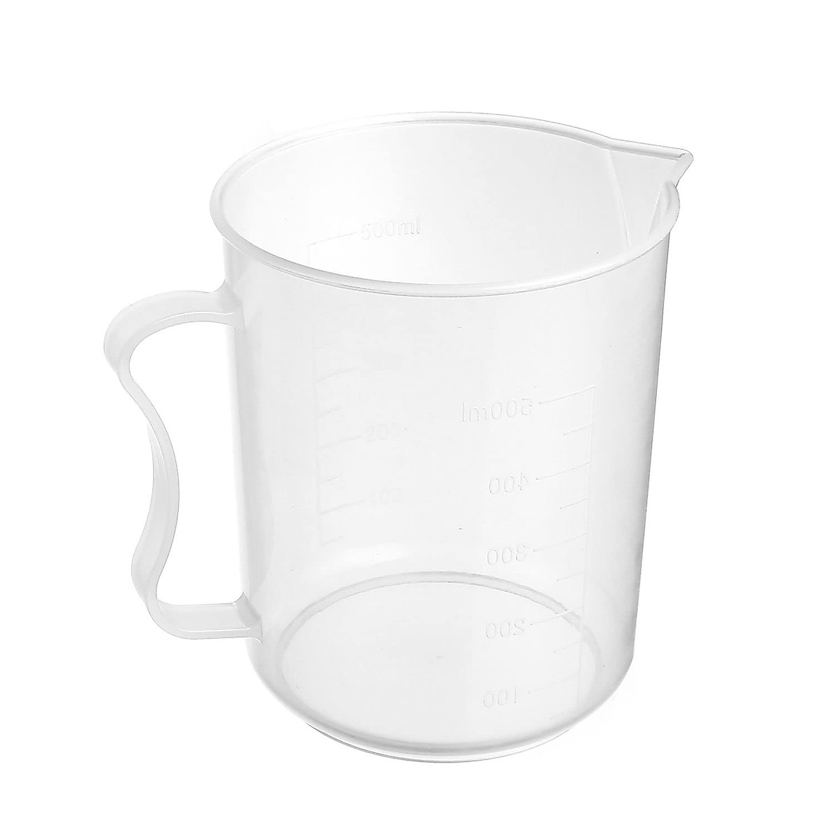 Bettomshin 1Pcs 500ml Resin Mixing Cups, PP Plastic Measuring Cups High Form Beaker with Handle, Liquid Measuring Cups, Graduated Beakers Multipurpose Mixing Cups Transparent for Lab Kitchen Liquids