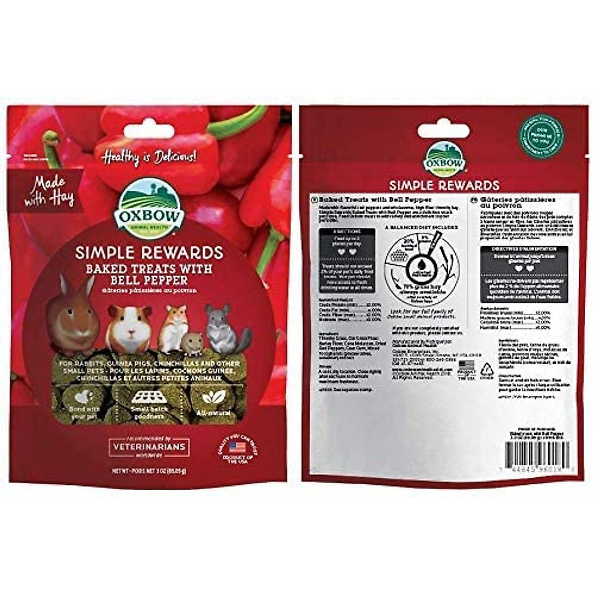 Simple Rewards, All Natural Baked Treats Combo Variety Pack- 4 Flavors ( Cranberry, Apple & Banana, Bell Pepper, Carrot & Dill) 3 Ounce Resealable Pack