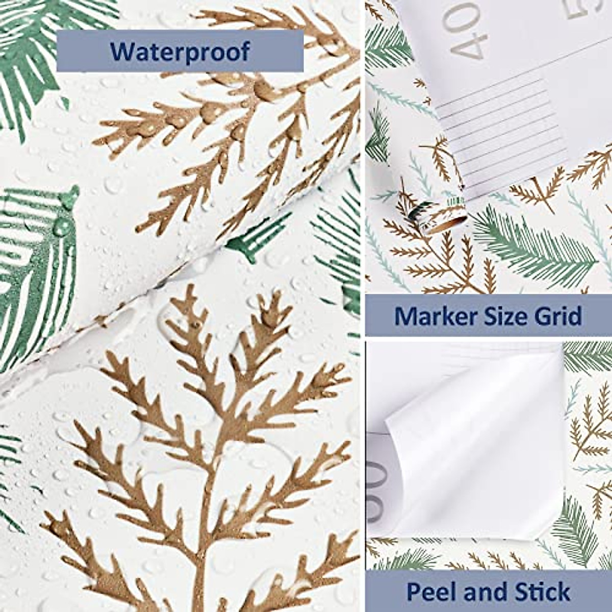 WESTICK Leaf Wallpaper Peel and Stick Fresh Natural Needles Leaves Contact Paper Self Stick Cute Tropical Wall Paper Waterproof Botanical Wallpaper for Bedroom Cabinets Dresser Nursery 17.5 x 118 in