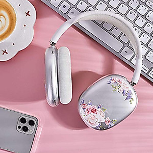 MOFREE Case Compatible for AirPods Max Headphones,Cute Flower Clear TPU Shock-Proof and Shatter-Resistant Protective Full Cover Case for AirPods Max(Pink Flower)