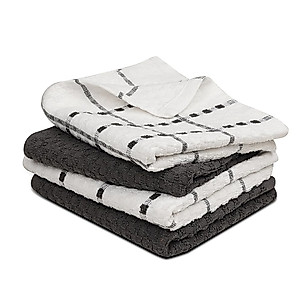 ZOYER 12 Pack Kitchen Towels & Dishcloths Sets -100% Cotton Dish Towels for Kitchen -15x25 inches Dish Cloths for Kitchen-Hand Towels for Kitchen-Highly Absorbent Dish Towels for Drying Dishes
