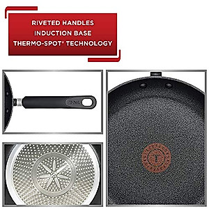 T-fal Experience Nonstick 3 Piece Fry Pan Set 8, 10.25, 12 Inch Induction Cookware, Pots and Pans, Dishwasher Safe Black