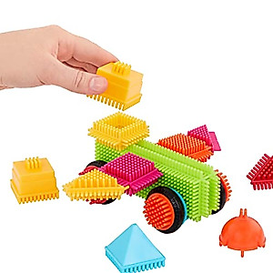 Battat- Bristle Blocks- STEM Interlocking Building Blocks- 80 pc Playset- Reusable Storage Bucket- Developmental Toys for Toddlers & Kids- Big Value Case- 2 Years +