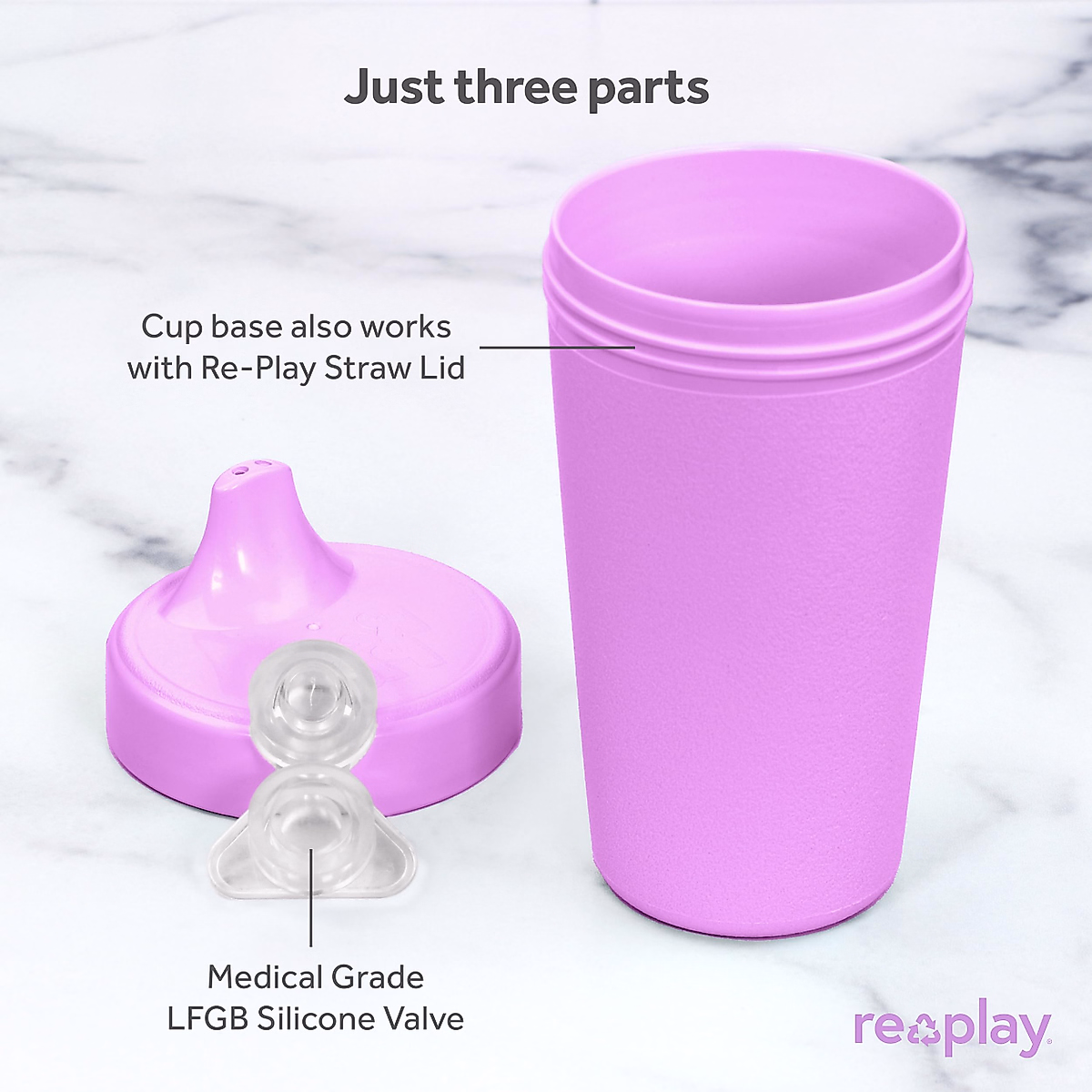 Re-Play Made in USA 10 Oz. Sippy Cups for Toddlers, Pack of 4 - Reusable Spill Proof Cups for Kids, Dishwasher/Microwave Safe - Hard Spout Sippy Cups for Toddlers 3.13" x 6.25", Princess