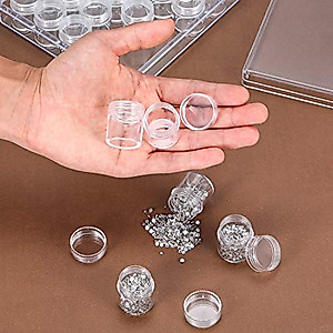 Clear Plastic Bead Storage Containers Set with 30 Pieces Storage Jars Diamond Painting Accessory Box Transparent Bottles with Lid for DIY Diamond, Nail and Other Small Items (1.15 x 1 Inch)