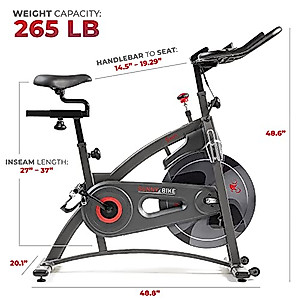 Sunny Health & Fitness Endurance Premium Magnetic Resistance Interactive Indoor Cycling Exercise Bike with Exclusive SunnyFit® App Enhanced Bluetooth Connectivity - SF-B1877SMART Gray