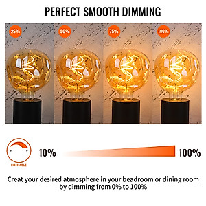 OMED S125 Oversized LED Edison Bulb Large, 5 Watt 400 Lumens 2200k Warm Yellow Large Edison Light Bulb, Amber Glass Decorative Large Globe Dimmable E26 Bulbsfor Pendant Lighting, 1 Pack