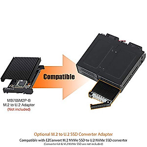 ICY DOCK 4 Bay 2.5 NVMe U.2/U.3 SSD PCIe 4.0 Rugged Mobile Rack Enclosure for 5.25" Bay (4 x Mini-SAS HD) | ToughArmor MB699VP-B