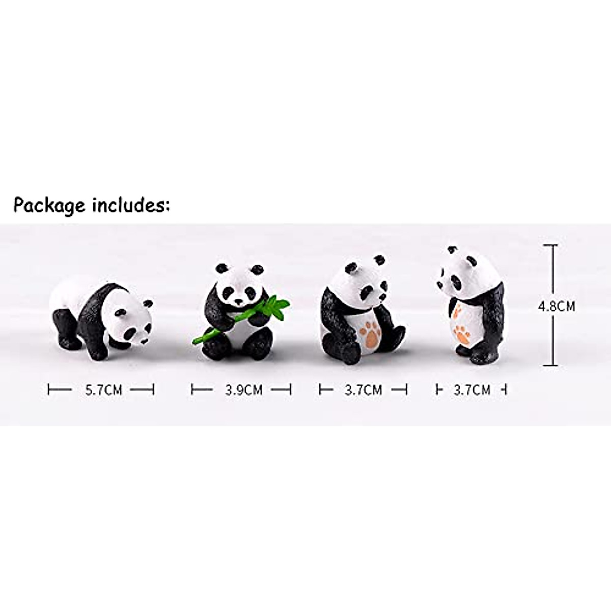 Tonnier 4 pcs Resin Mini Panda Set,Micro Landscape, Plant Pots,Miniature Figurines Kit for Fairy Garden,Succulent Pot,Doll House Decorations