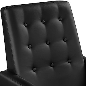 Yaheetech Faux Leather Recliner Sofa Mid-Century Modern Single Reclining Chair Adjustable Back & Footrest Tufted Upholstered Sofa with Pocket Spring Living Room Bedroom Home Theater Black