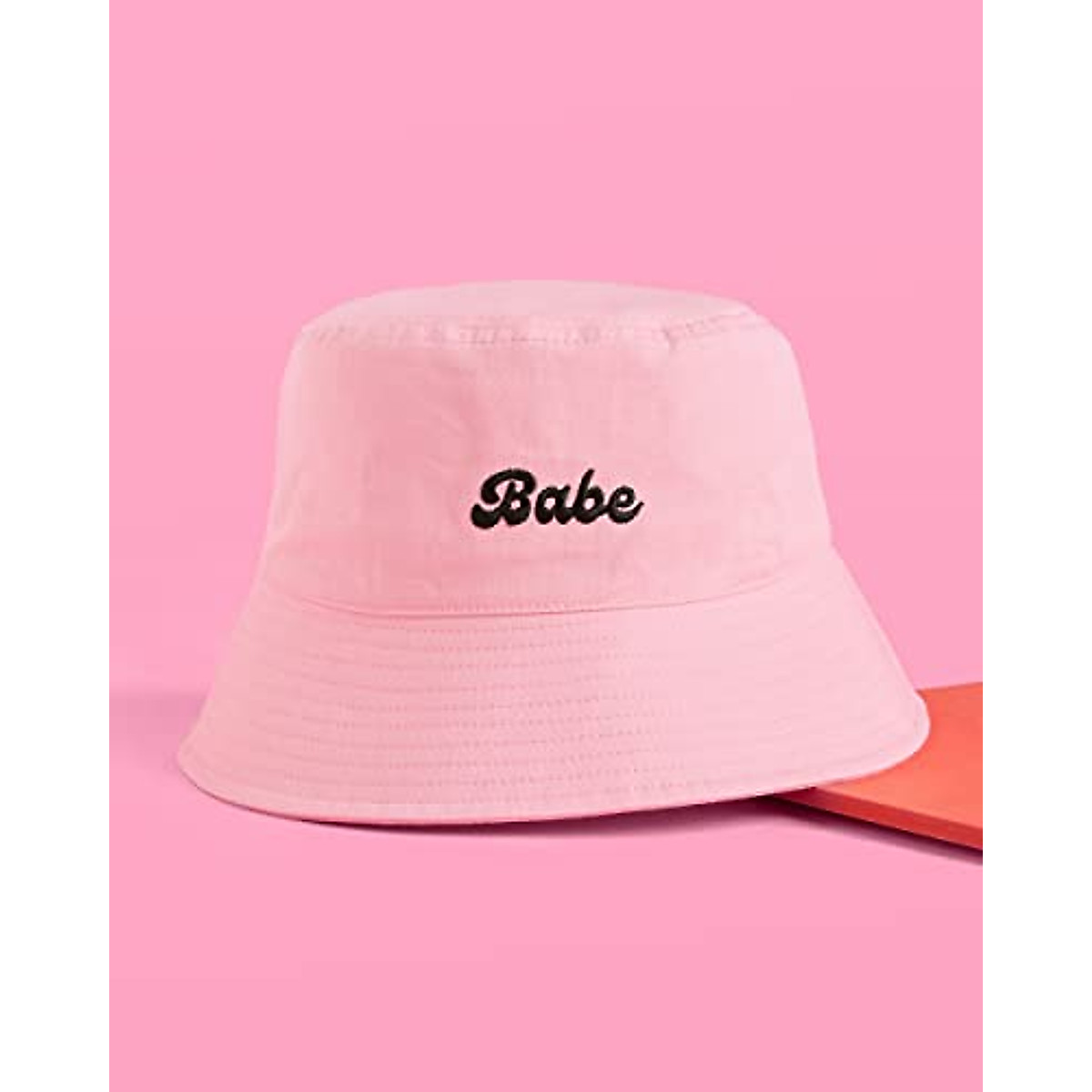 xo, Fetti Bachelorette Party Decorations Pink Babe Bucket Hat | Bridesmaid Gift, Pastel Pink and Black Embroidered, Cotton, Group Gift