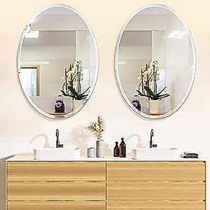 Villacola Oval Bathroom Mirror for Wall 24x36 Inch Beveled Edge Frameless Mirror in Entryway Washroom Living Room