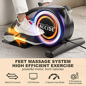 Under Desk Elliptical Machine, Seated Bike Exerciser, Electric Portable Stair Stepper with Display Monitor, Mini Trainer for Exercise Fitness Exercise Home Workout Equipment for Home & Office, Black