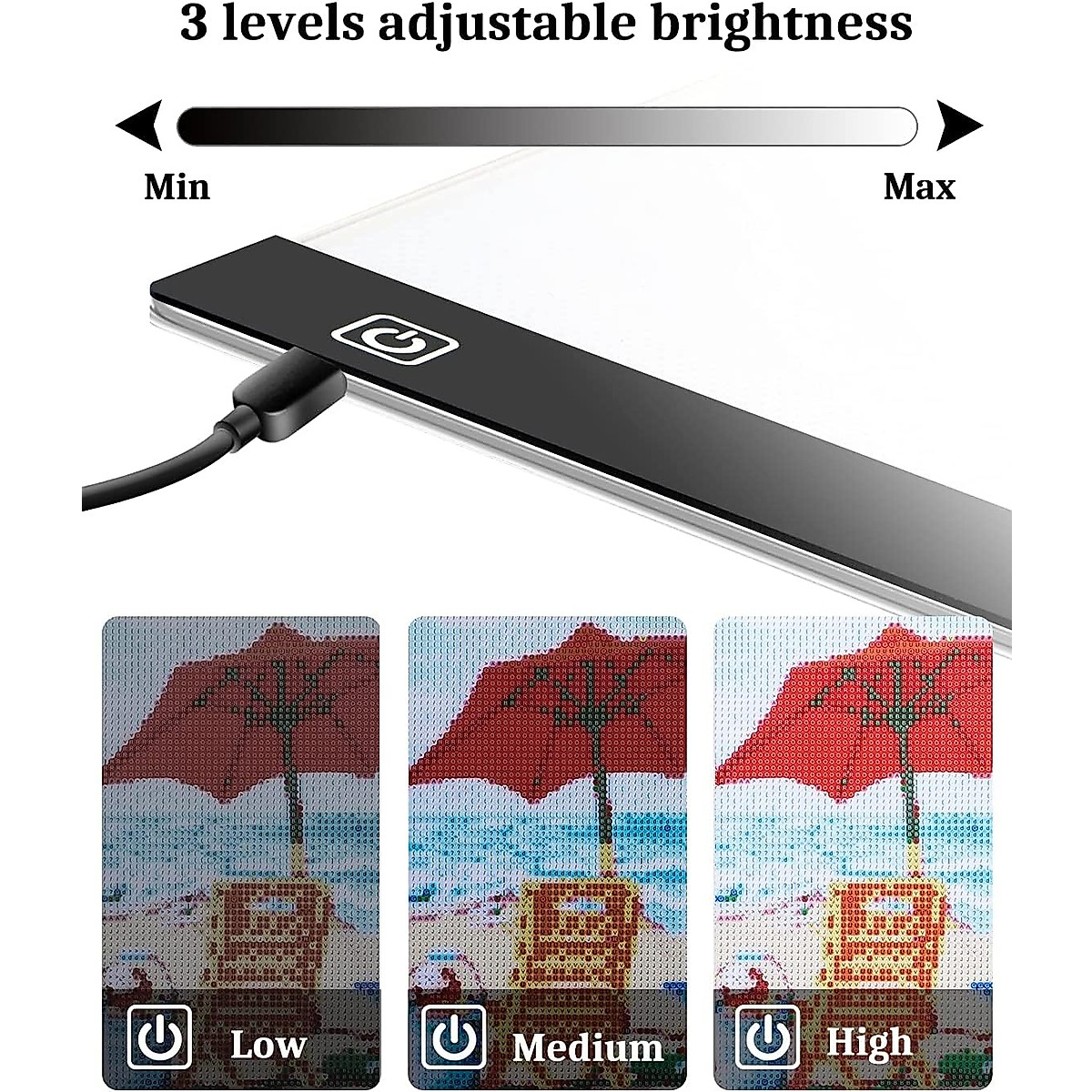 A3 LED Light Pad for Diamond Painting,Ratukall Diamond Art Light Board Kit,Adjustable Brightness Light Box for Tracing with Diamond Painting Accessories and Tools Includes Storage Case, Pens,Stand