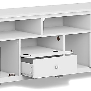 SIMPLIHOME Cosmopolitan SOLID WOOD 72 inch Wide Contemporary TV Media Stand in White For TVs up to 80 inches for the Living Room and Entertainment Center