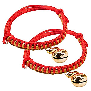 Ipetboom 2pcs Dog Cat Bell Collar Pet Neck Collar with Bell Adjustable Red String Leash Collar for Cats Kitten Puppy Small Medium Dogs