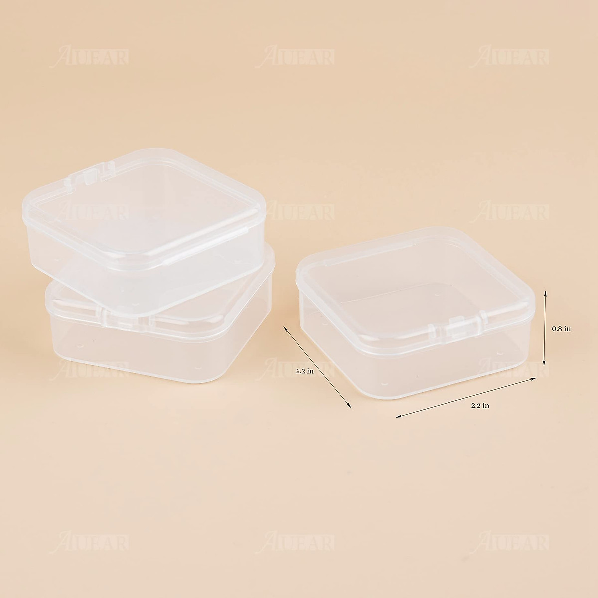 AUEAR, 40 Pack Mini Clear Plastic Storage Containers Box with Hinged Lids Empty Hinged Boxes