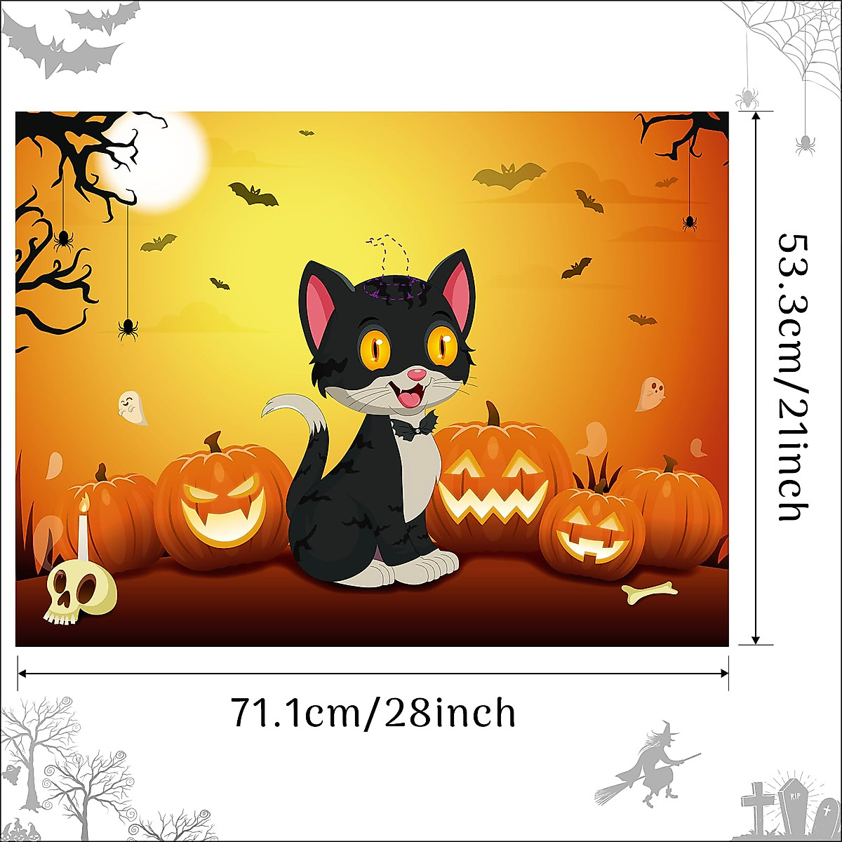 Morcheiong Halloween Game Pin The Tail on The Cat Game with 36 Hats, Halloween Party Activities Favors Supplies for Kids