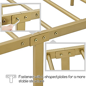 Yaheetech Twin Bed Frames Metal Platform Bed with Victorian Style Wrought Iron Headboard and Footboard/Easy Assembly/No Box Spring Needed/Antique Gold Twin Bed