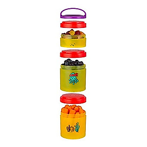 Whiskware Animal Stackable Snack Containers for Kids and Toddlers, 3 Stackable Snack Cups for School and Travel, Skating Unicorn