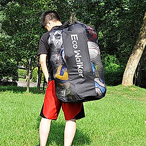 Eco Walker Ball Bag Large Capacity (Holds 16 Soccer Balls) Heavy Duty Mesh Drawstring with Adjustable Shoulder Strap and Thick Handle