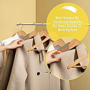 UINICOR Wooden Hangers - 30 Pack - Slim Wooden Suit Hangers Coat Hangers for Closet, Heavy Duty Hangers Precisely Cut Notches Wood Hangers,Clothes Hangers for Shirt Suit Dress Natural