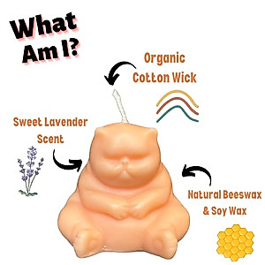 Cat Candle - Decorative Scented Candle - Organic Soy Candle with Lavender Home Scent - Beeswax and Soy Wax Candles with Natural Candle/Wicks