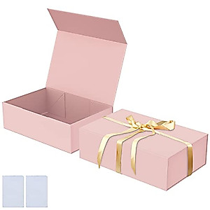 Luxury Large Gift Box 13.8x9x4.3 Inches Storage Box Ribbon Magnetic Closure for Luxury Packaging Box for Mother's Day, Birthdays, Bridal Gifts,Weddings