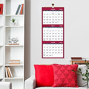 2023-2024 Calendar - 18 Monthly Calendar with Thick Paper, 14.6" x 11.5", Jan. 2023 - Jun. 2024, Twin-Wire Binding + Hanging Hook + Unruled Blocks with Julian Date, Horizontal - Pink