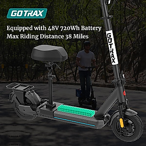 Gotrax Eclipse Ultra Saddle Electric Scooter, 20MPH, 28Miles, Adjustable Handlebar Height, Foldable, Detachable Seat, Cruise Control, Dual Suspension, LED Display, One-step Folding