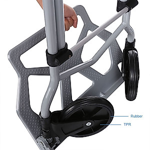 Kemanner Lightweight Folding Hand Truck Portable Luggage Trolley Cart with 2 Wheels for Personal, Moving, Travel and Shopping Use - Support 220lbs Capacity (Silver)