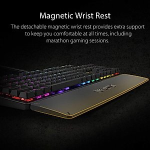 ASUS Mechanical PC Gaming Keyboard for PC - TUF K3 | Programmable Onboard Memory | Dedicated Media Controls, Aura Sync RGB Lighting | Detachable Magnetic Wrist Rest | Highly Durable | Black (Renewed)