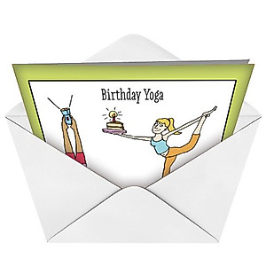 NobleWorks 4397 Birthday Yoga Funny Birthday Card with Envelope