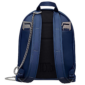 Db the Petite Mini Vegan Leather Backpack Bag with Premium Metal Zips and Detachable Shoulder Chain, Deep Sea Blue