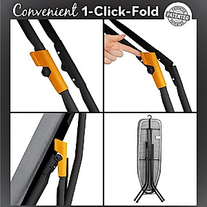 Bartnelli Patented Pulse Ironing Board | Made in Europe | Space Saving Smart Hanger Iron Board for Easy Storage | Lightweight, 4 Layer Cover, 4 Legs, for Dorm, Laundry Room, or Small Spaces(43x13-35)