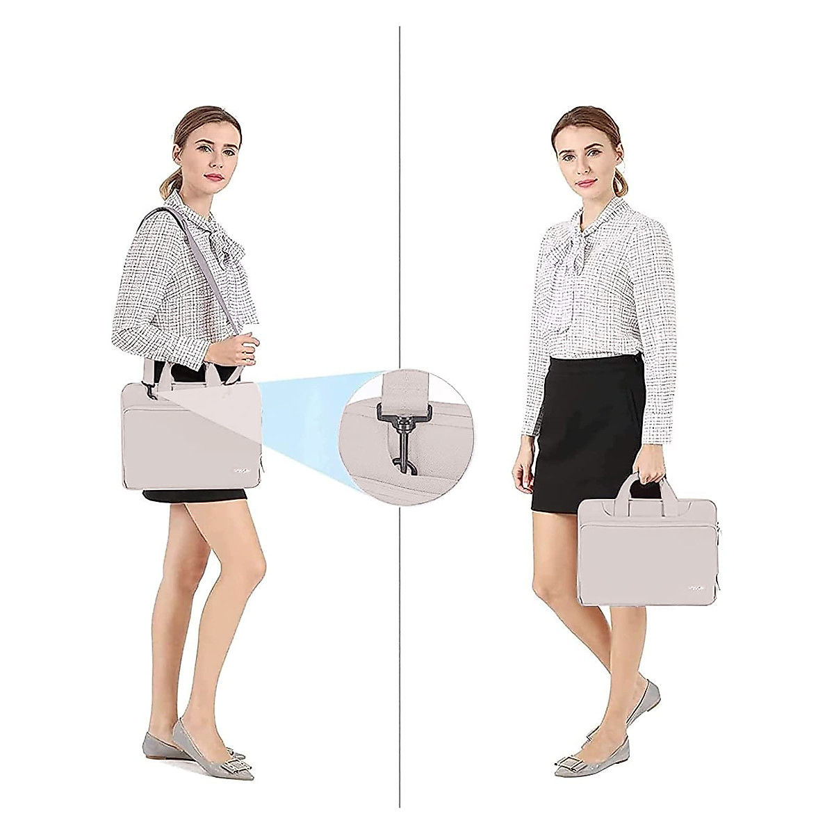 MOSISO 360 Protective Laptop Shoulder Bag Compatible with MacBook Air 15 inch M2 A2941 2023/Pro 16 inch M3 M2 M1 2023-2019, 15-15.6 inch Notebook,Matching Color Sleeve with Belt, Stone Gray