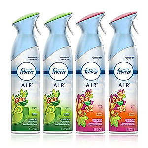 Febreze Air Freshener and Odor Eliminator Spray, Gain Original and Island Fresh Scents, 8.8oz (Pack of 4)