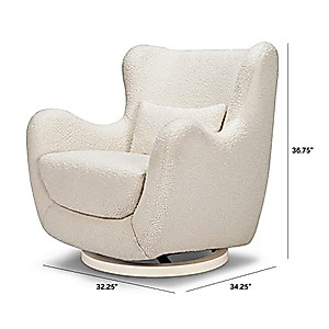 Nursery Works Solstice Swivel Glider in Ivory Boucle with Ivory Wood Base, Greenguard Gold Certified and CertiPUR-US® Certified
