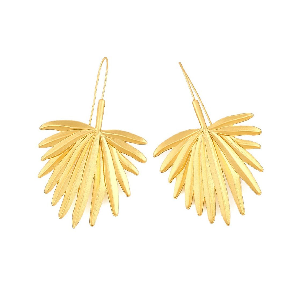 Palm Leaf Earrings for Women, Cute Coconut Tree Leaf Earrings for Womens, Tropical Palm Tree Leaf Dangle Earrings Hypoallergenic, Gold Leaf Statement Drop Earrings, Zinc, No Gemstone