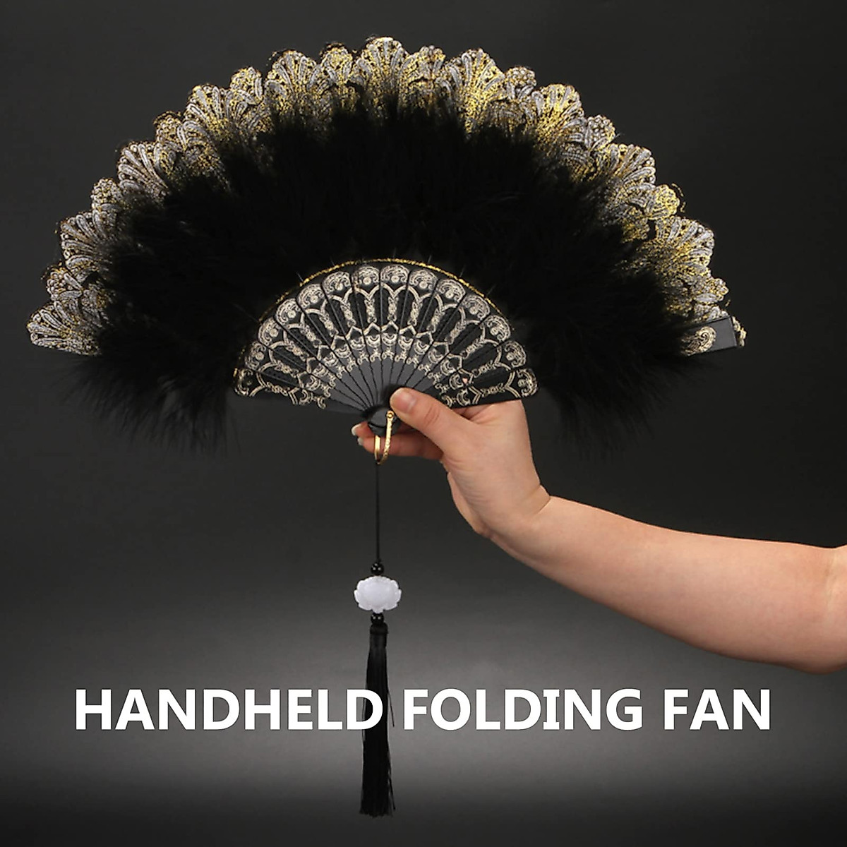 Zerodeko Fan Chinese Folding Hand Fan Flapper Fan Lace Hand Fan Lace Folding Fans Vintage Folding Fans Bridemaids Fan Photo Prop Girl Plastic Court Fan Chinese Style