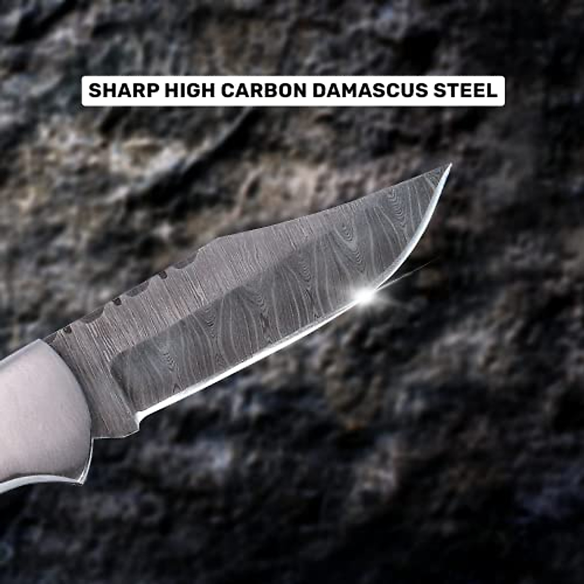 KIMPE 6.5" Damascus Pocket Knife with Holster-Folding Knife-EDC Knife-Best Camping Knife & Survival Knife-Pocket Knives for men & Self Defense Knife for Women (Pakka Grey Wood)