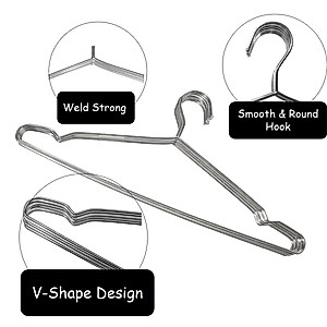Extra Wide Wire Hangers for Plus Size Clothes, 19 Inch Stainless Steel Plus Size Hangers Ideal for XL, XXL Shirts, Coats, Dresses, Etc. Silver. 10pk.