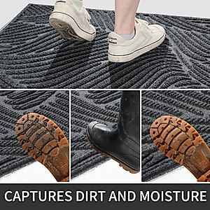 Yimobra Front Door Mat Outdoor Entrance, Ultra Water Absorbent, Heavy Duty Patio Guard Welcome Matt, Non-Slip Rubber Backing, Easy Clean Shoe Scraper, Indoor, Entryway, 47x24 Inch, Dark Grey