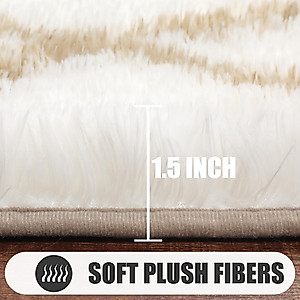 ONASAR Geometric Boho Area Rug for Living Room Bedroom, 4x6 White and Beige Rug, Shaggy Fluffy Area Rugs for Classroom, Dorm, Office, Playroom, Kids Room Decor, Nursery Rug Neutral, Soft Carpet