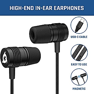 KLIM F1 USB C Earphones + New Version + Excellent Audio Quality + Durable USB C Headphones with Microphone + 5-Year Warranty + Wired USB C Earbuds Compatible Huawei Sony Samsung Headphones Type C