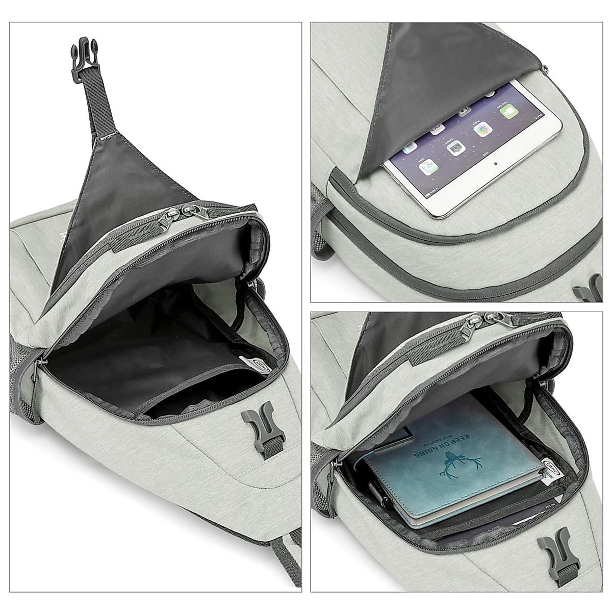 G4Free Sling Bag RFID Blocking Sling Backpack Crossbody Chest Bag Daypack for Hiking Travel(Gainsboro)