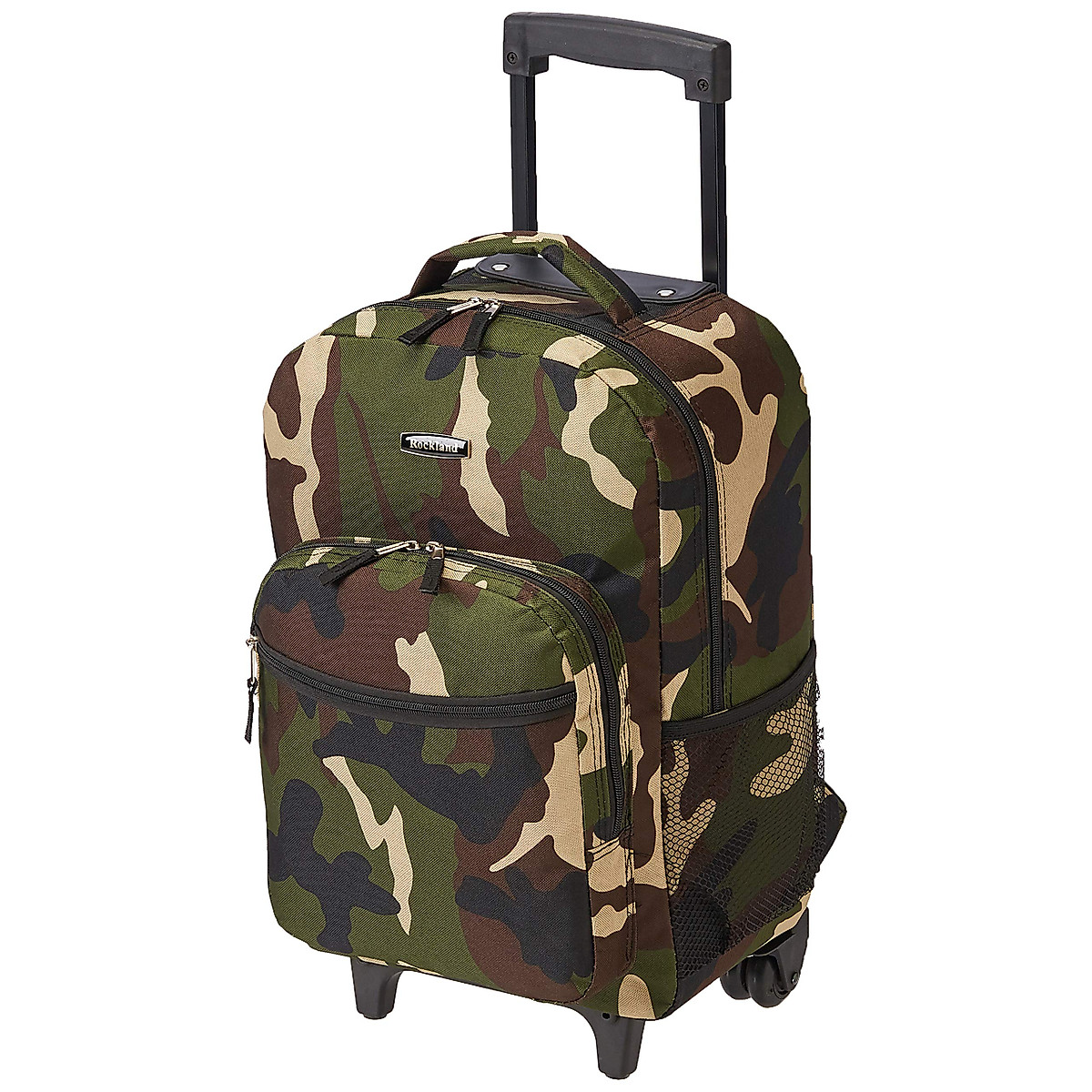 Rockland Double Handle Rolling Backpack, Camouflage, 17-Inch