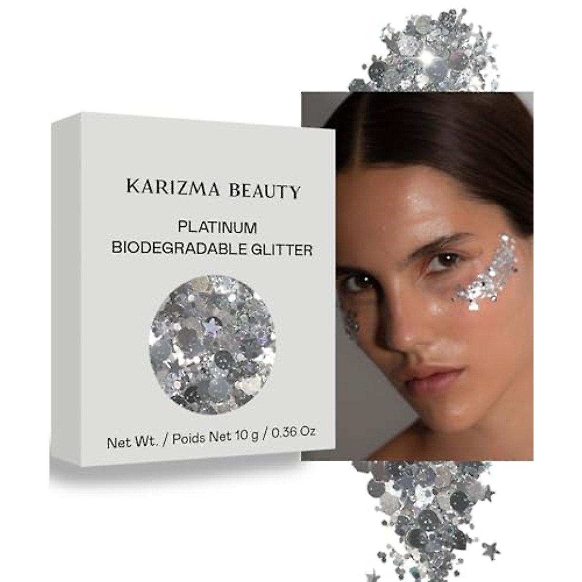 Platinum Biodegradable Chunky Glitter // Karizma Beauty Silver Bio Glitter Eco Glitter Face Glitter Festival Chunky 10g