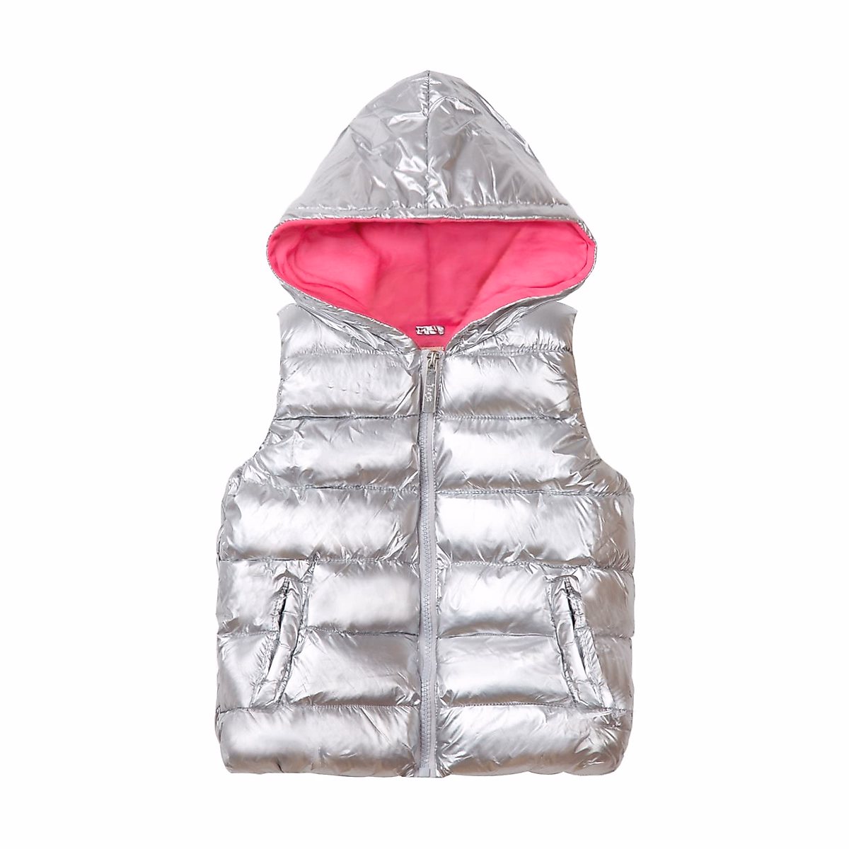 Mud Kingdom Toddler Kids Hooded Vests Jackets Zip-up Lightweight Casual Warm Autumn Winter Silver White 4T