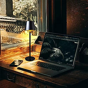 IMQSQIK Cordless Table Lamps USB Rechargeable Simplicity Desk Lamp Built-in 4600 mAh Battery LED Battery Operated lamp with Touch Control Table lamp - Bedroom/Desk/Reading/Patio(Black)